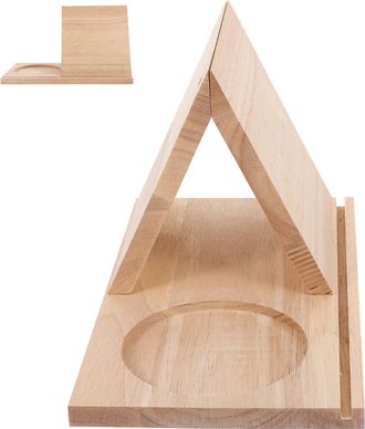 Pretyzoom B&uuml;cherregal mit Integriertem Getr&auml;nkehalter und Seitenablage Dreieckiger Stabiler Buchhalter aus Nat&uuml;rlichem f&uuml;r Schreibtisch und Vielseitige Aufbewah