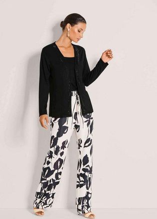 Madeleine Langarmshirt Offene, leichte Jacke in weiter Form Langarm Jacke mit Steinchen, Viskose-Mix mit Elasthan-Anteil