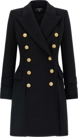 Balmain Femme, Manteaux, Noir, Taille: 36 FR Manteau 10 Boutons en Laine et Cachemire