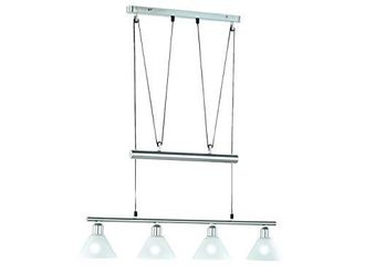 Trio Leuchten JoJo-Pendelleuchte Stamina 3751041-07, Metall Nickel matt, Glas opal wei&szlig; matt, exkl. 4x E14, h&ouml;henverstellbar, 40W