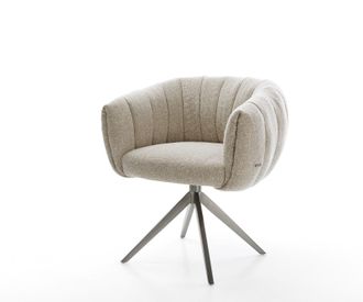 DELIFE Drehstuhl Jada-Flex Webstoff Soft Beige Kreuzgestell breit Graphit 360&deg; drehbar Wippfunktion Taschenfederkern, Esszimmerst&uuml;hle