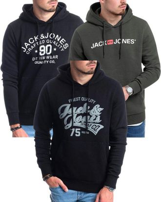 Jack & Jones Kapuzensweatshirt modische Hoodies mit Logoprint (Spar-Set, 3er Pack) Unifarbene Pullover mit flauschigem Innenfutter
