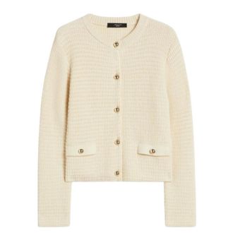 Max Mara Femme, Pulls, Beige, Taille: 38 FR Cotton Blend Cardigan