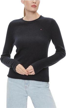 Tommy Hilfiger Femme, Pulls, Bleu, Taille: 38 FR Pull en Laine &agrave; Col Rond