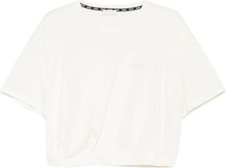Liu Jo Femme, Tops, Blanc, Taille: 38 FR T-Shirt avec Logo Brod&eacute;