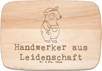 Mr. & Mrs. Panda Fr&uuml;hst&uuml;cksbrett Handwerker Leidenschaft - Geschenk, Fr&uuml;hst&uuml;cksbrettchen, Werkstatt, Schneidebrett, Handwerksbetrieb, brotbrett, Holzbrett, Lustig, Spr