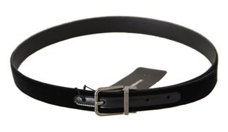 Dolce & Gabbana Mens Black Cotton Silver Tone Metal Buckle Belt