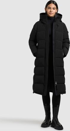 Khujo Steppmantel KHUJO DEVION2, Damen, Gr. XXL, schwarz, Canvas, 85% Polyester, 15% Baumwolle, unifarben, eingesetzt Rippb&uuml;ndchen mit Windstopper, M&auml;ntel S