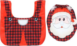 Hemobllo Weihnachtliches Toilettensitzbezug Teppich rutschfeste Weihnachtsmuster Kompatibel mit Ovalen Wc deckeln Leicht zu Reinigen f&uuml;r Badezimmerdekoration u