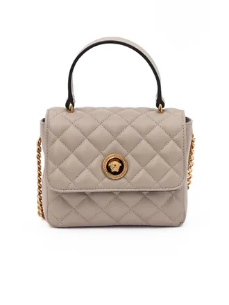 Versace Quilted Lambskin Shoulder Bag - Taupe