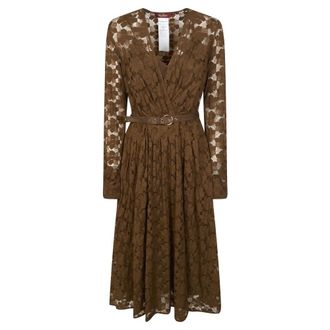 Max Mara Agrum Abito in Pizzo Maniche Lunghe Scollo V - - Dresses - Damen - Braun - M