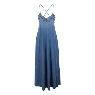 Ermanno Scervino Femme, Robes, Bleu, Taille: 38 FR Robe en jean avec appliqu&eacute;s floraux