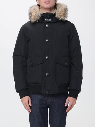 Woolrich Kurze Daunenjacke mit Shearling-Kapuze und aufgesetzten Taschen