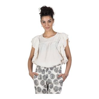 Alessia Santi Femme, Blouses et Chemises, Beige, Taille: 34 FR Chemisier à volants dété en crème