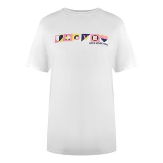 Moschino Colourblock Logo Wei&szlig;es T-shirt