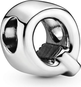 Pandora Moments Buchstabe Q - wendbares Alphabet-Charm aus Sterling-Silber mit geprägten Herzen und Perlen an der Rückseite - kompatibel mit Armbändern Moment