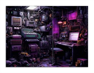 Wallario Herdabdeckplatte/Spritzschutz aus Glas, 2-teilig, 70x52cm mit 13 mm hohen Füßen, für Ceran- und Induktionsherde, Hackerparadies