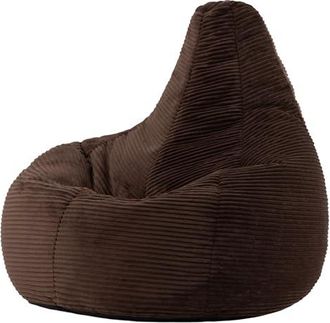 Icon Brand Dalton Sitzsack Cord, Braun, Gaming Sitzsack Erwachsene mit Füllung, Bean Bag, Cord Sessel, Lounge Sessel, Lounge Stuhl, Schlafzimmer, Wohnzimmer, Woh