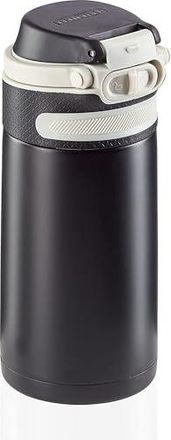 Leifheit Thermobecher Flip 350ml, Kaffeebecher 100% dicht, praktisches Öffnen mit einer Hand, Trinkbecher to go mit Filter für Wasser mit Obststücken, hält Get