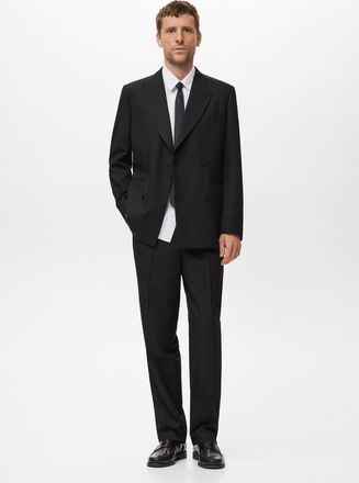 Mango Pantalon costume regular-fit pinces noir - Homme - 38 - MANGO MAN