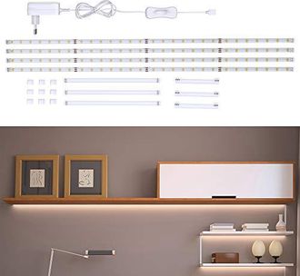 B.K.Licht LED Leiste aus 4 LED Strips, An-/Ausschalter, neutralweiße Lichtfarbe, Unterbauleuchte Küche, LED Lichtleiste Küche, Schrankbeleuchtung, Küchenlampe, 