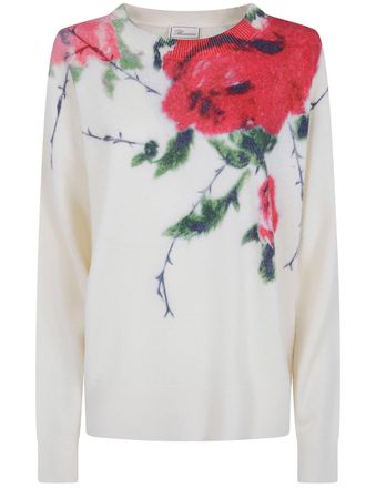 Blumarine Sweater Wool Cashmere Rose Print