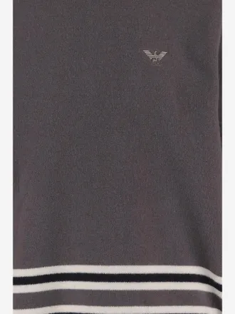 Emporio Armani Mens Hooded Sweater Virgin Wool Grey