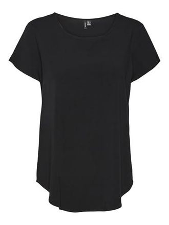 Vero Moda Blouse Femme à Manches Courtes col Rond Coupe Classique, Couleurs:Noir, Taille:XXL