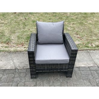 Fimous Fimous - Hoher R&uuml;cken Rattan Gartenm&ouml;bel im Freien Einzelsofa Sessel Terrassenm&ouml;bel mit Kissen