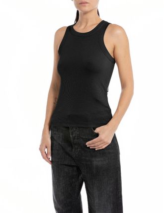Replay Damen Tank Top mit Stretch, Black 098 (Schwarz), XL