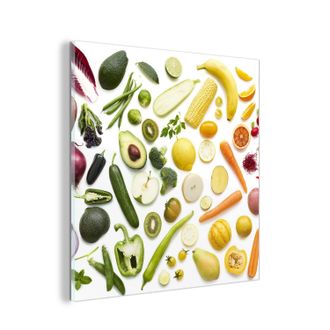 MuchoWow Glasbild Glasfoto Wandbild Bilder Deko 50x50 cm Gem&uuml;se - Obst - Regenbogen