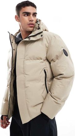 Jack & Jones Premium - Kastige Oversize-Pufferjacke in Beige-Neutral