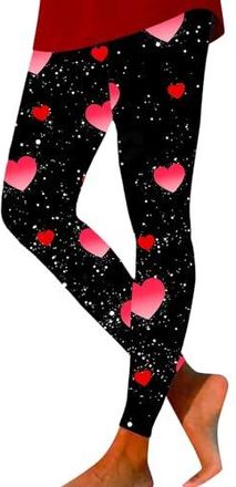 Generic Legging d&eacute;contract&eacute; pour femme avec impression de lettres pour la Saint-Valentin 2026, Rouge, XXL