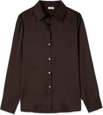 Oltre Femme, Blouses et Chemises, Brun, Taille: 38 FR Chemise en satin
