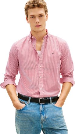 Tommy Hilfiger Herren Core Flex Pop Classic STP Mw0Mw41403 L/S Shirt, RED (Medium Red/Stripe), XL
