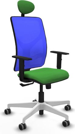 Piqueras y Crespo Stuhl mit leisen Rollen, 1D-Armlehnen, h&ouml;henverstellbare Lendenwirbelst&uuml;tze und festes Kopfteil, ausgestattet mit 3 Positionen und Schneidschaum, Blau