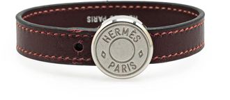 Herm&egrave;s Armband - Leather Clou de Selle Bracelet - Gr. unisize - in Braun - f&uuml;r Damen