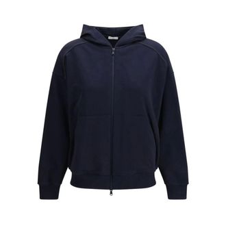 Brunello Cucinelli Femme, Sweatshirts et sweats &agrave; capuche, Bleu, Taille: 42 FR SweaT-shirt ras du cou en coton