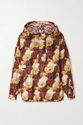 La DoubleJ Jacke Aus Wattiertem Shell Mit Kapuze Und Blumenprint - Braun