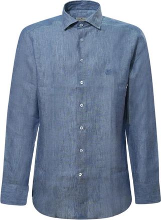 Etro Homme, Chemises, Bleu, Taille: XL Linen Shirt