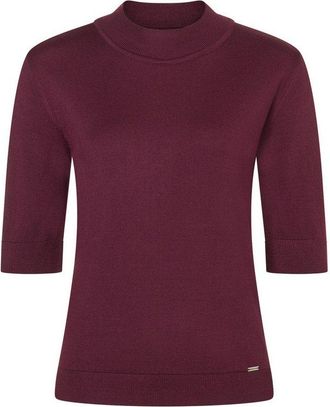 More & More Rundhalspullover leichter Kurzarmpullover mit Stehkragen