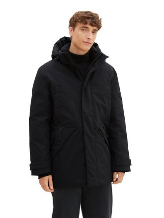 Tom Tailor Herren 1037394 Arctic Winterpaka mit Abnehmbarer Kapuze, 29999-Black, S