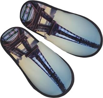 Generic L&eacute;g&egrave;re Peluche Pantoufles Impression de la Tour Eiffel Maison Pantoufles Antid&eacute;rapant Chaussons dint&eacute;rieur pour Maison Hiver Femme L