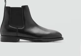 Mango Bottines chelsea cuir effet patin&eacute; noir - Homme - 39 - MANGO MAN