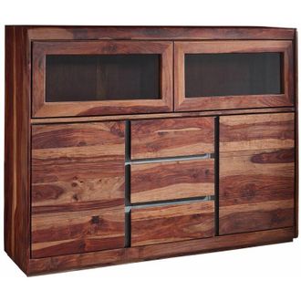 Massivmoebel24 Highboard Sheesham 150x40x115 noble unique lackiert sydney 103