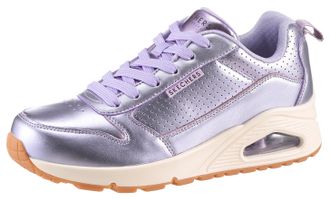 Skechers Sneaker SKECHERS UNO-METALLIXS, Damen, Gr. 36, lila (lavendel), Leder, metallic, Schuhe Sneaker, Keilsneaker, Plateausneaker, Schn&uuml;rschuh, Halbschuh i