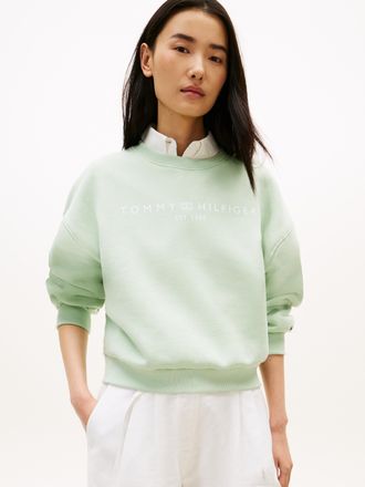 Tommy Hilfiger Sweatshirt TOMMY HILFIGER CORP LOGO MDRN SWTSRT, Damen, Gr. L (42/44), gentle jade, Sweatware, Obermaterial: 63% Baumwolle, 37% Polyester, bedruckt, u