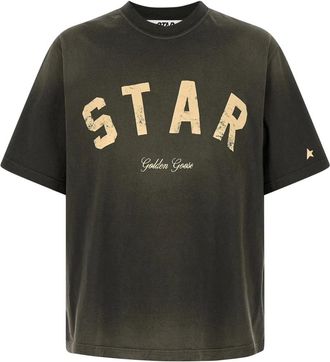 Golden Goose Homme, Tops, Gris, Taille: S T-shirt en coton d&eacute;lav&eacute; Sunfaded