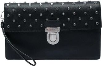 Prada Pre-owned Saffiano Stud Clutch - - Pre-owned - Damen - Schwarzk - ONE SIZE