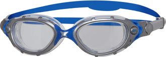 Zoggs Predator Schwimmbrille Erwachsene, Herren und Damen - UV-Schutz, Antibeschlag, Bequemer Sitz & Einfach Verstellbare Zugbänder Klare Gläser, Silber/Bla